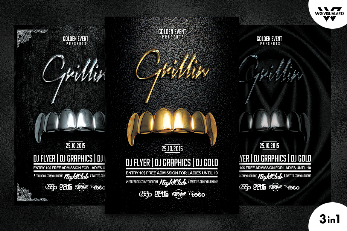 GOLD GRILLZ Flyer Template ~ Flyer Templates on Creative Market