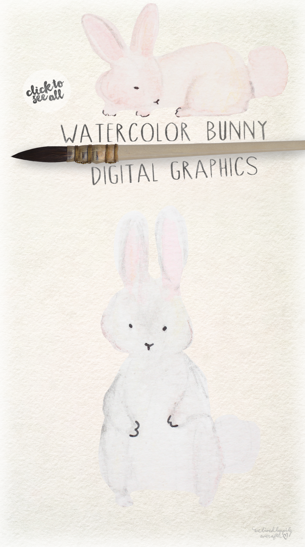 Watercolor Bunny Digital Graphics ~ Illustrations on Creative Market