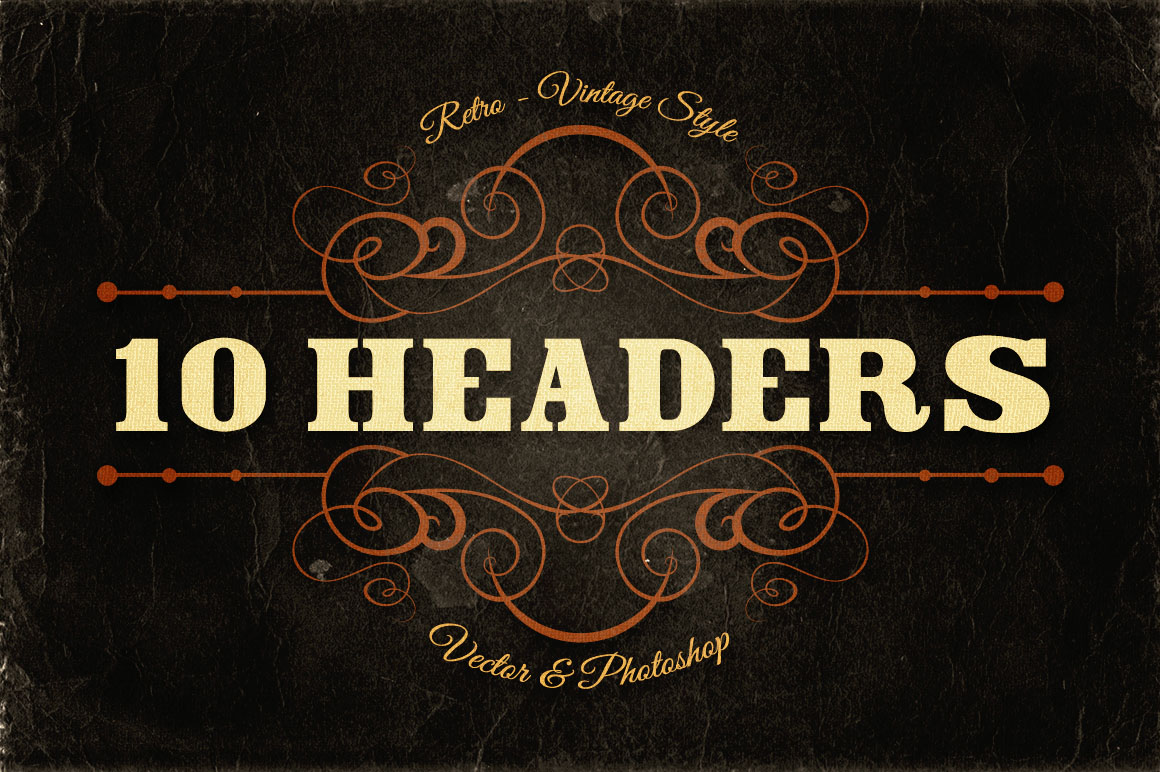 10 Retro/Vintage Headers ~ Logo Templates on Creative Market
