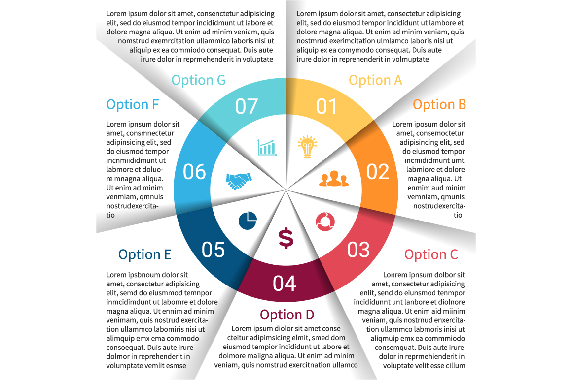 6 infographics with a lot of text ~ Presentation Templates on Creative ...