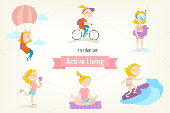 Active lifestyle. Girl's edition ~ Illustrations on Creative Market