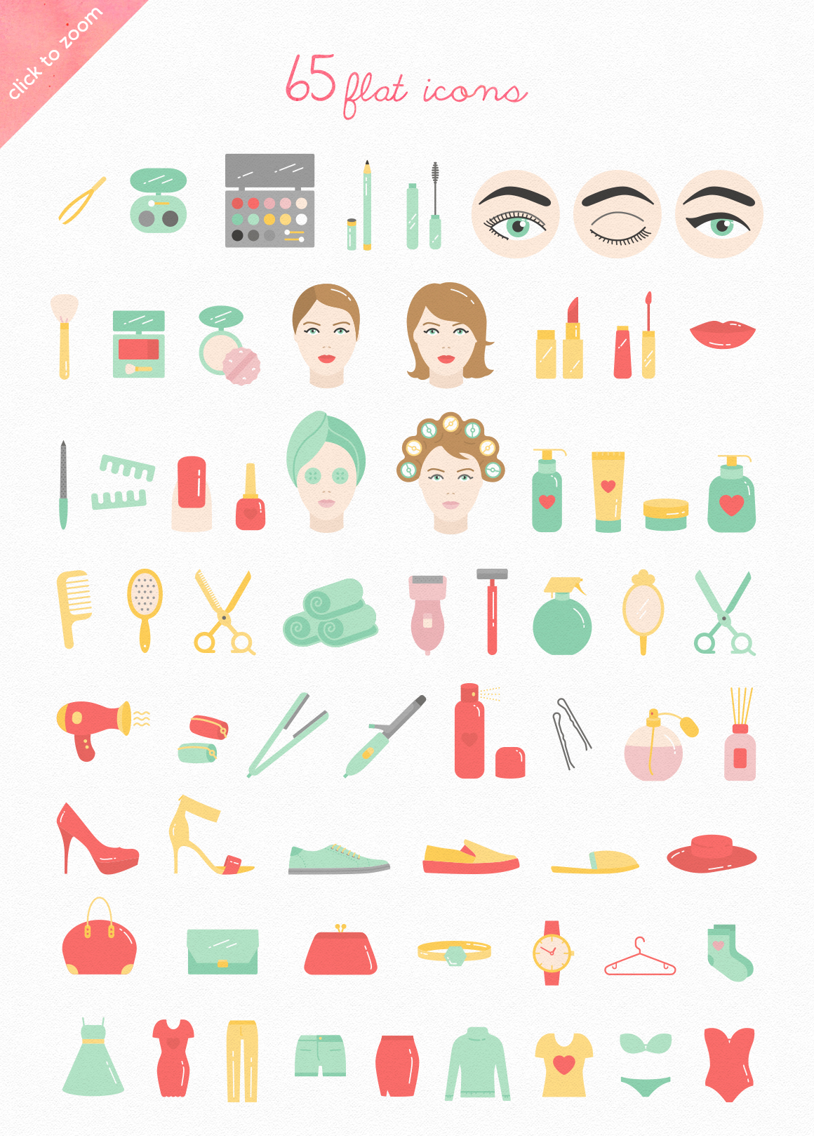 Set of 130 Beauty & Fashion icons ~ Icons on Creative Market