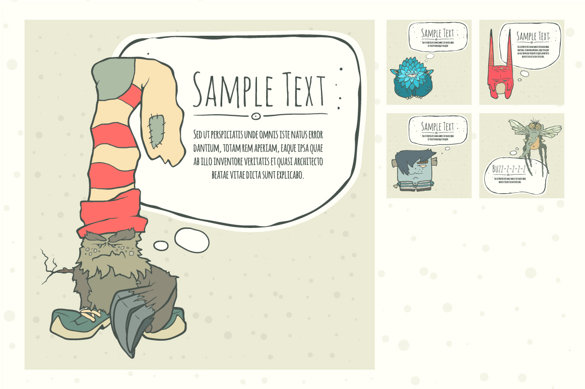 Set of Hand Drawn Vector Monsters ~ Illustrations on Creative Market