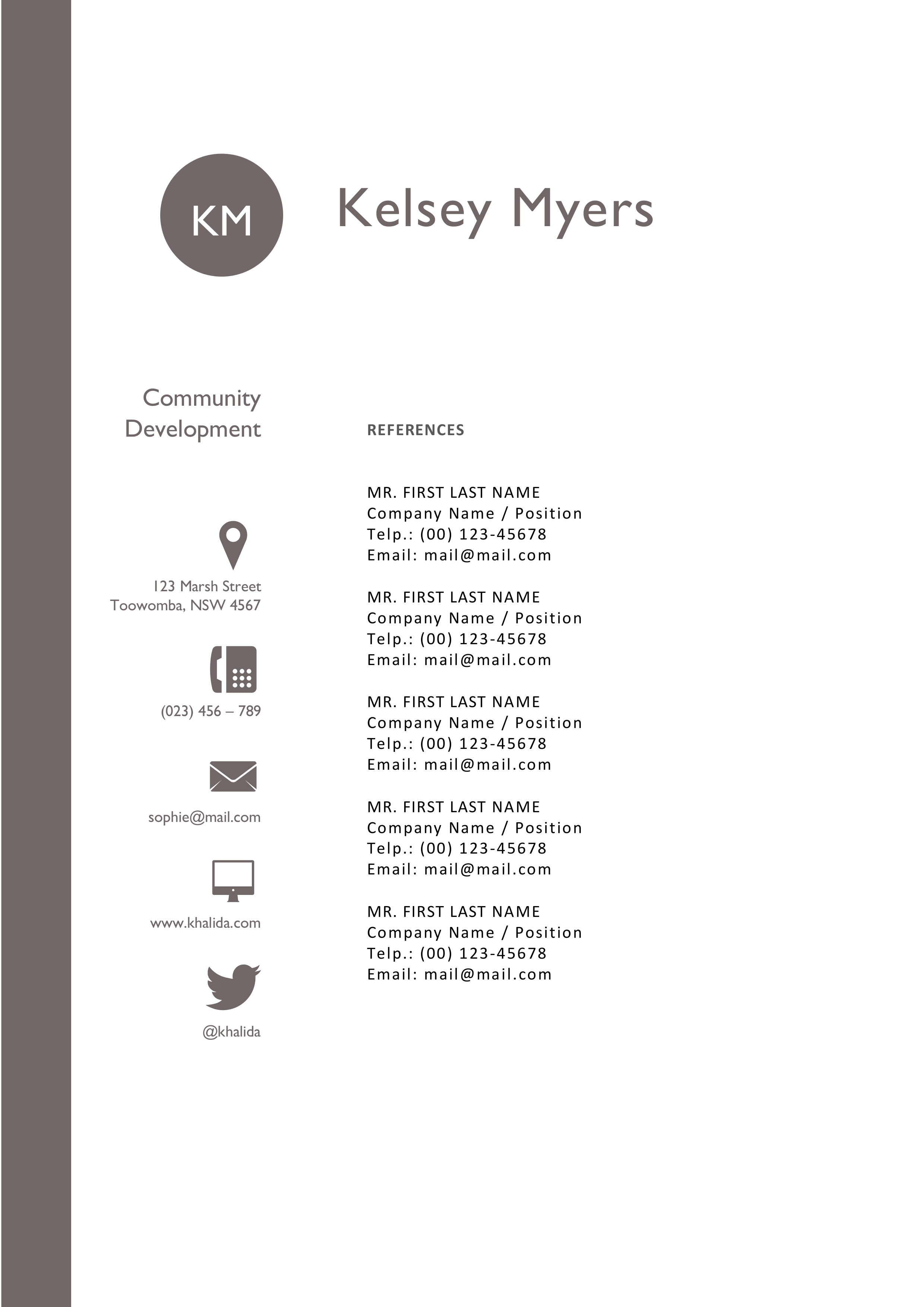 Two columns round initials resume ~ Resume Templates on Creative Market