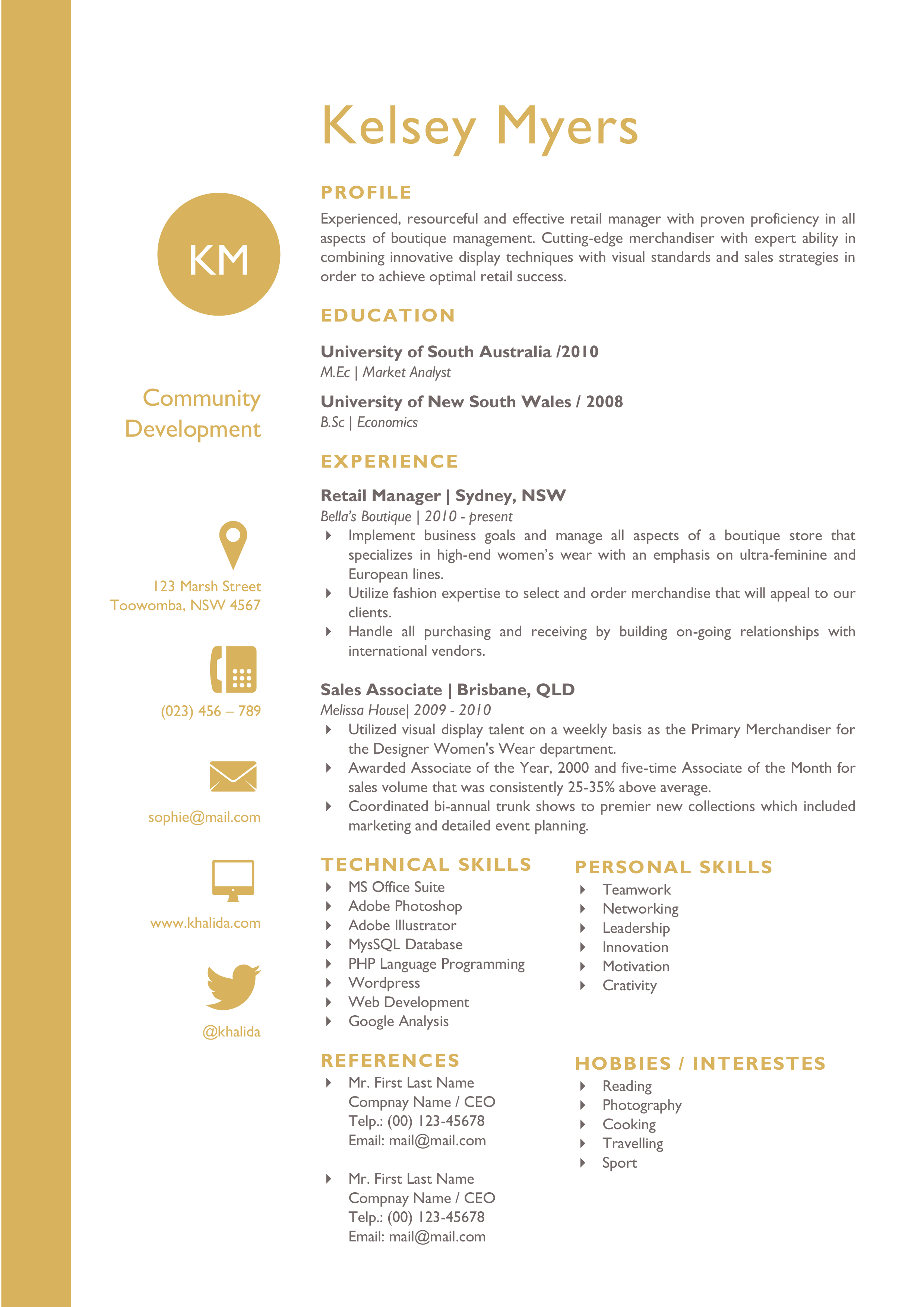 Two columns round initials resume ~ Resume Templates on Creative Market