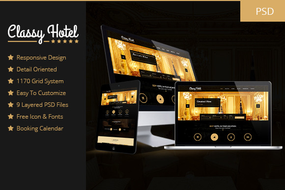 Classy - Booking Hotel Luxury PSD ~ Website Templates on Creative Market
