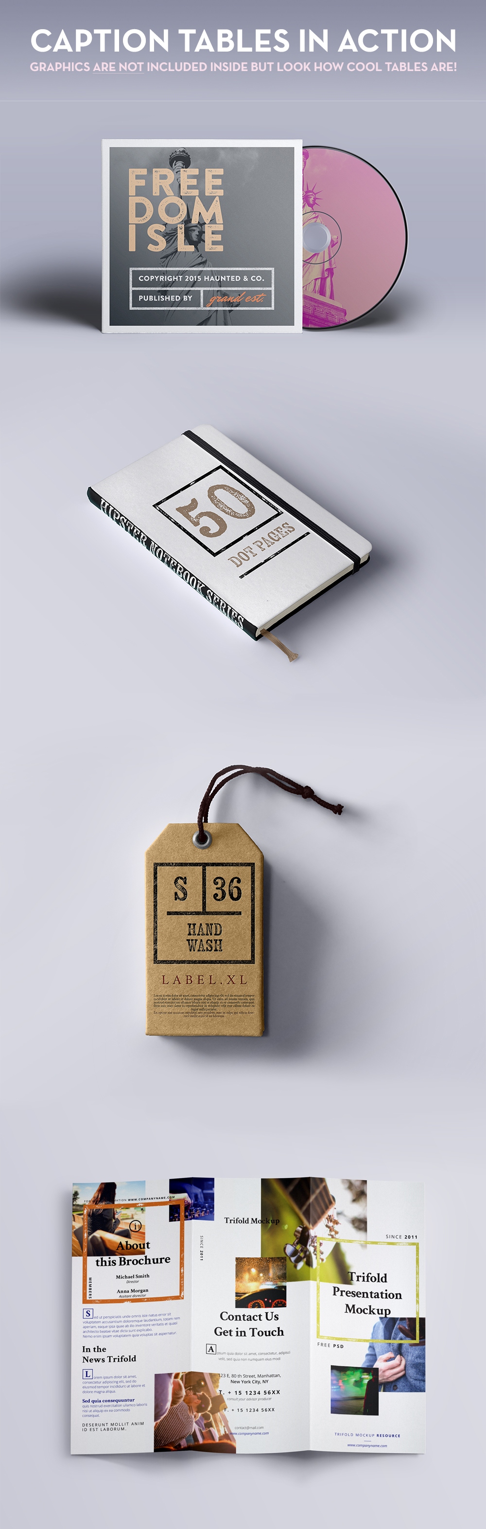 40+ Vector Caption Tables Set ~ Objects on Creative Market