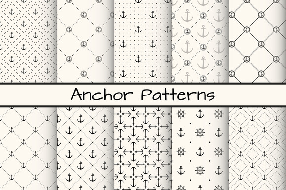10 Anchor monochrome patterns ~ Patterns on Creative Market