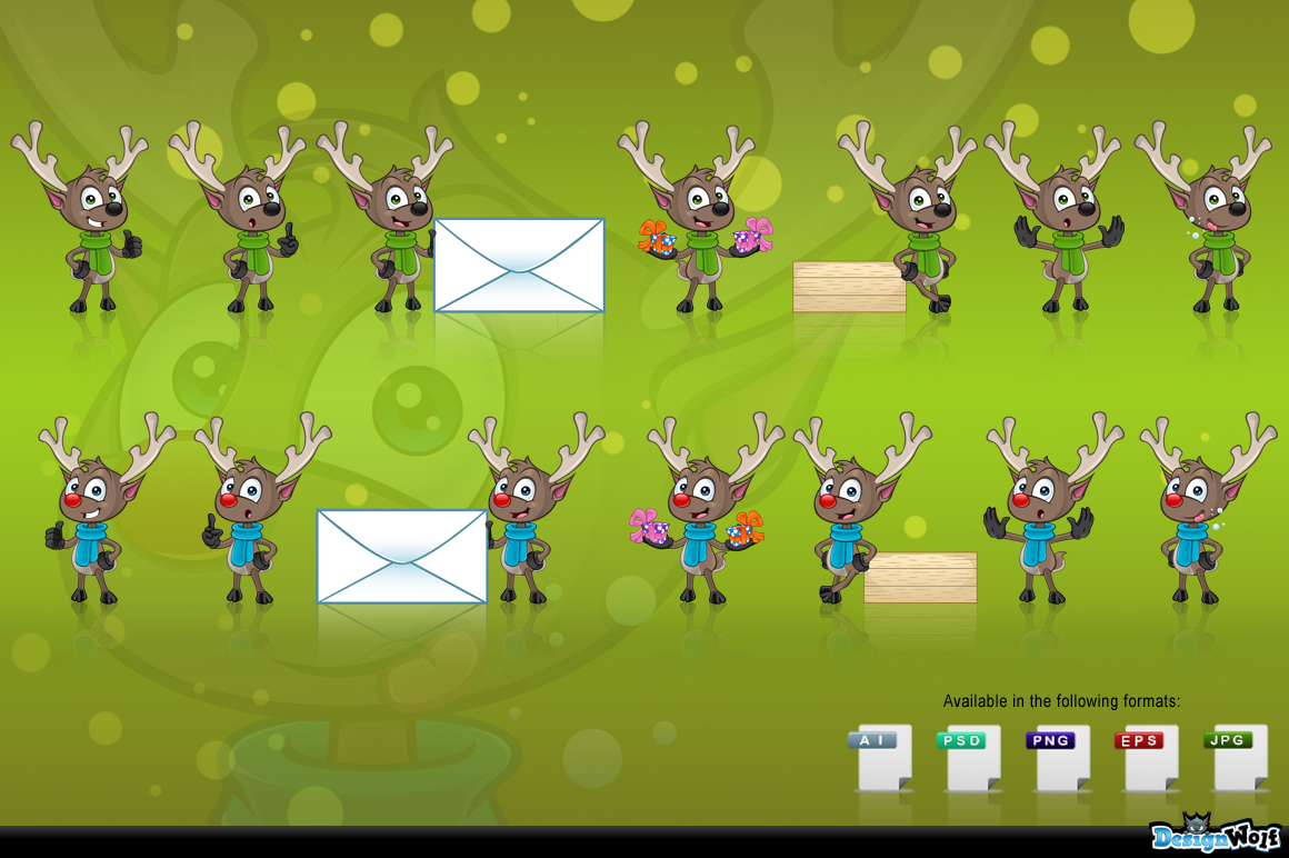Cartoon Reindeer - Set 2 ~ Illustrations on Creative Market