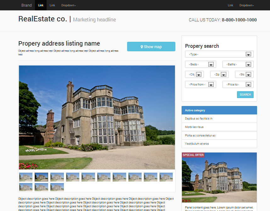 Real estate responsive Bootstrap ~ Website Templates on Creative Market