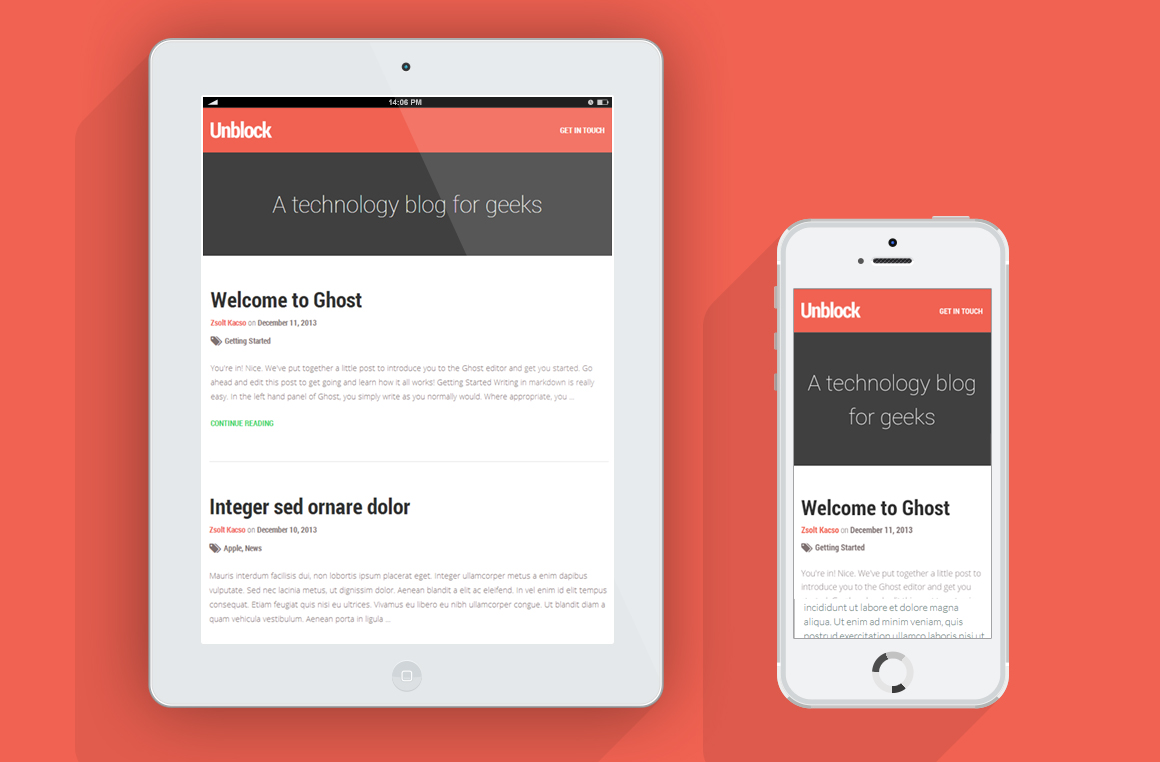 Unblock Ghost Theme | 2 layouts ~ Ghost Themes on Creative Market