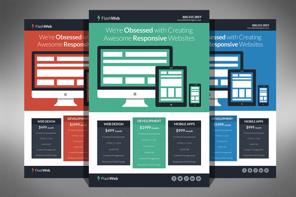 Flat Web Design Flyer ~ Flyer Templates on Creative Market