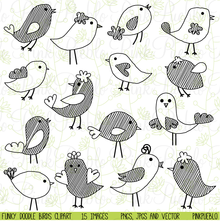 Cute Doodle Birds Clipart & Vectors ~ Illustrations on Creative Market