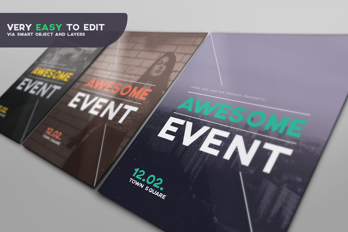Awesome Event Flyer PSD Template ~ Flyer Templates on Creative Market
