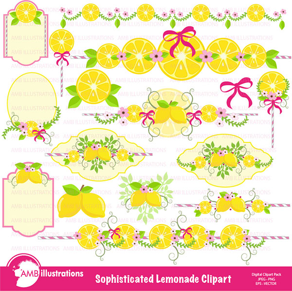 Lemons and Lemonaide Clipart AMB-891 ~ Illustrations on Creative Market