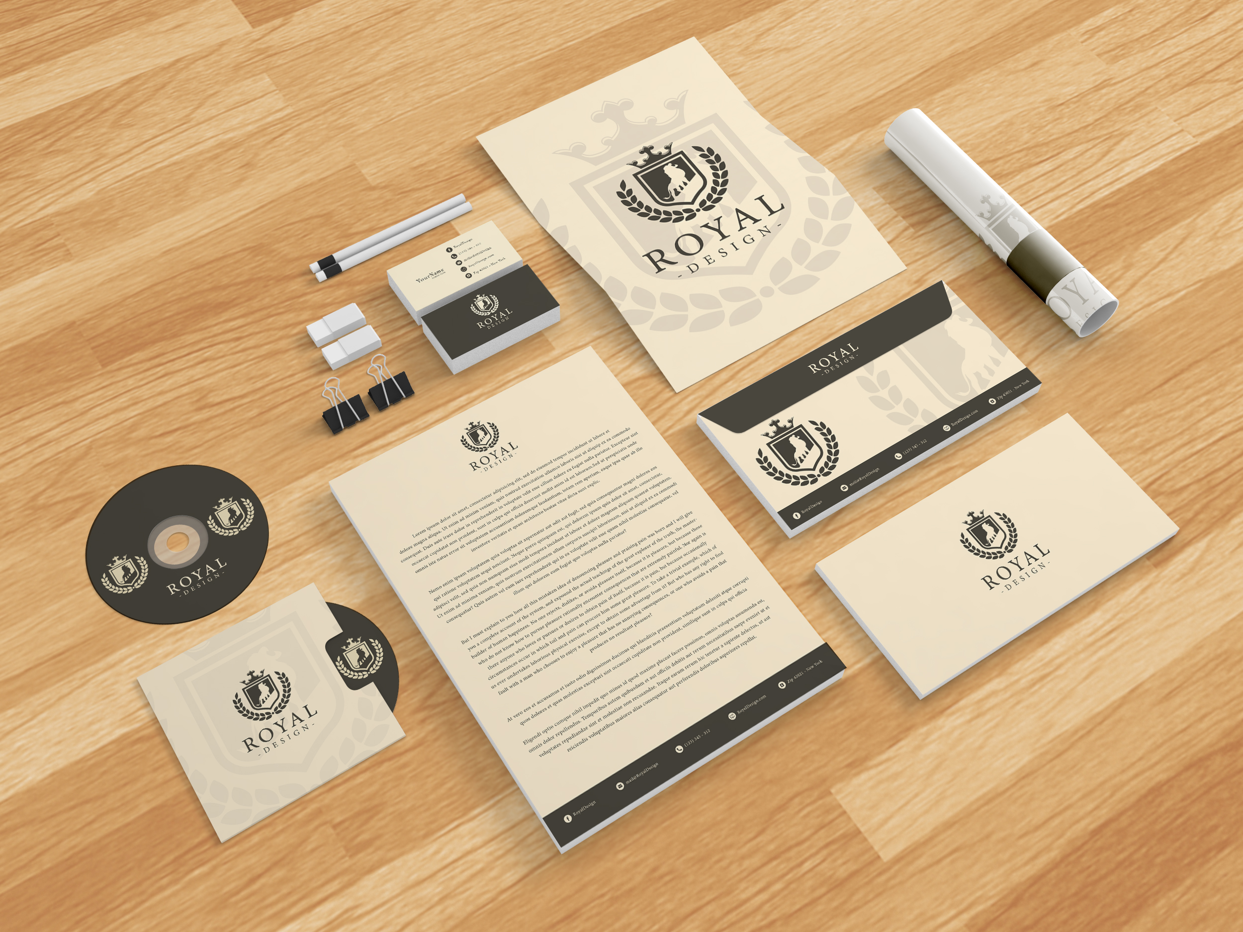 Royal Design Brand Identity Template ~ Stationery Templates on Creative ...