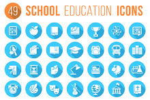 Vector Flat Round School Icons ~ Icons on Creative Market