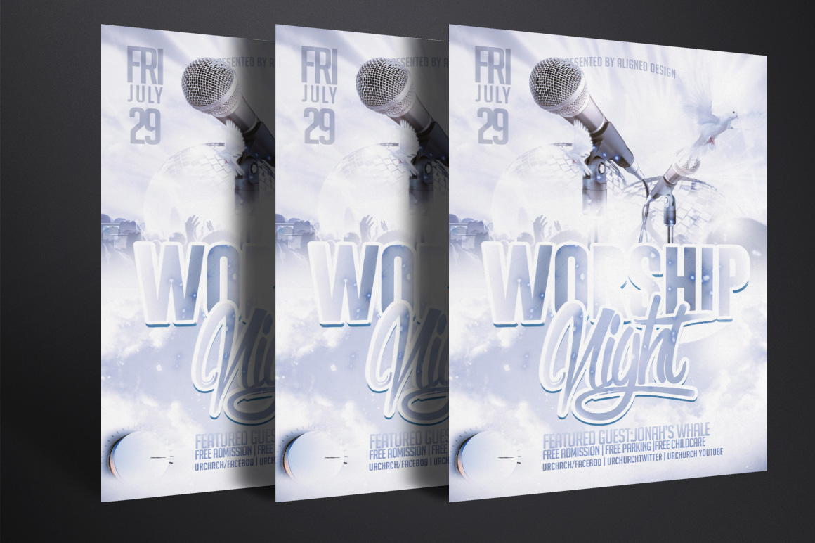 Worship Night White Flyer Template ~ Flyer Templates on Creative Market