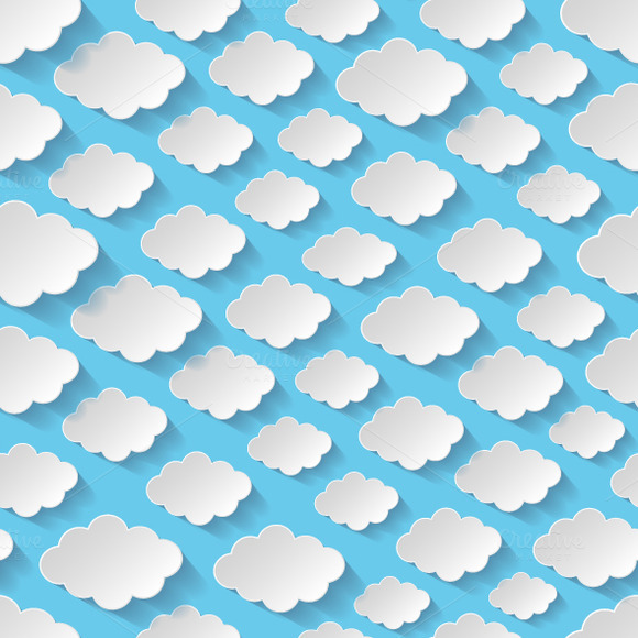 Seamless patterns with paper clouds ~ Patterns on Creative Market