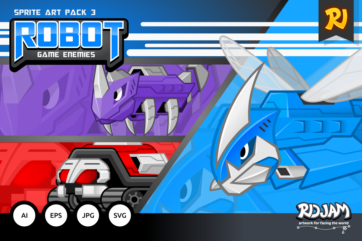 Robot Game Enemies Sprite Art Pack 3 ~ Graphics on Creative Market