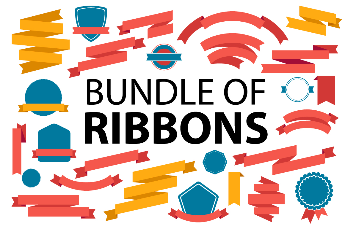 Bundle of retro colorful ribbons ~ Objects on Creative Market