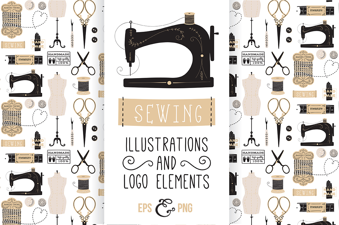VINTAGE SEWING ~ Illustrations on Creative Market