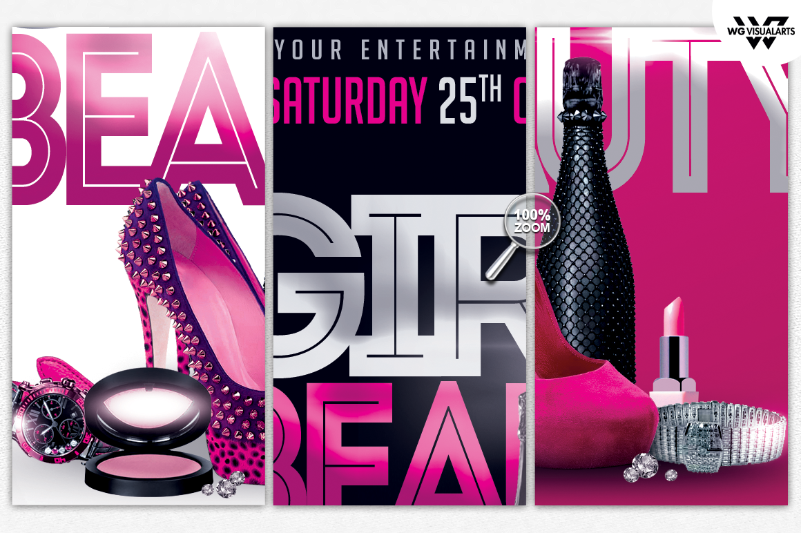 GIRLS BEAUTY Flyer Template ~ Flyer Templates on Creative Market