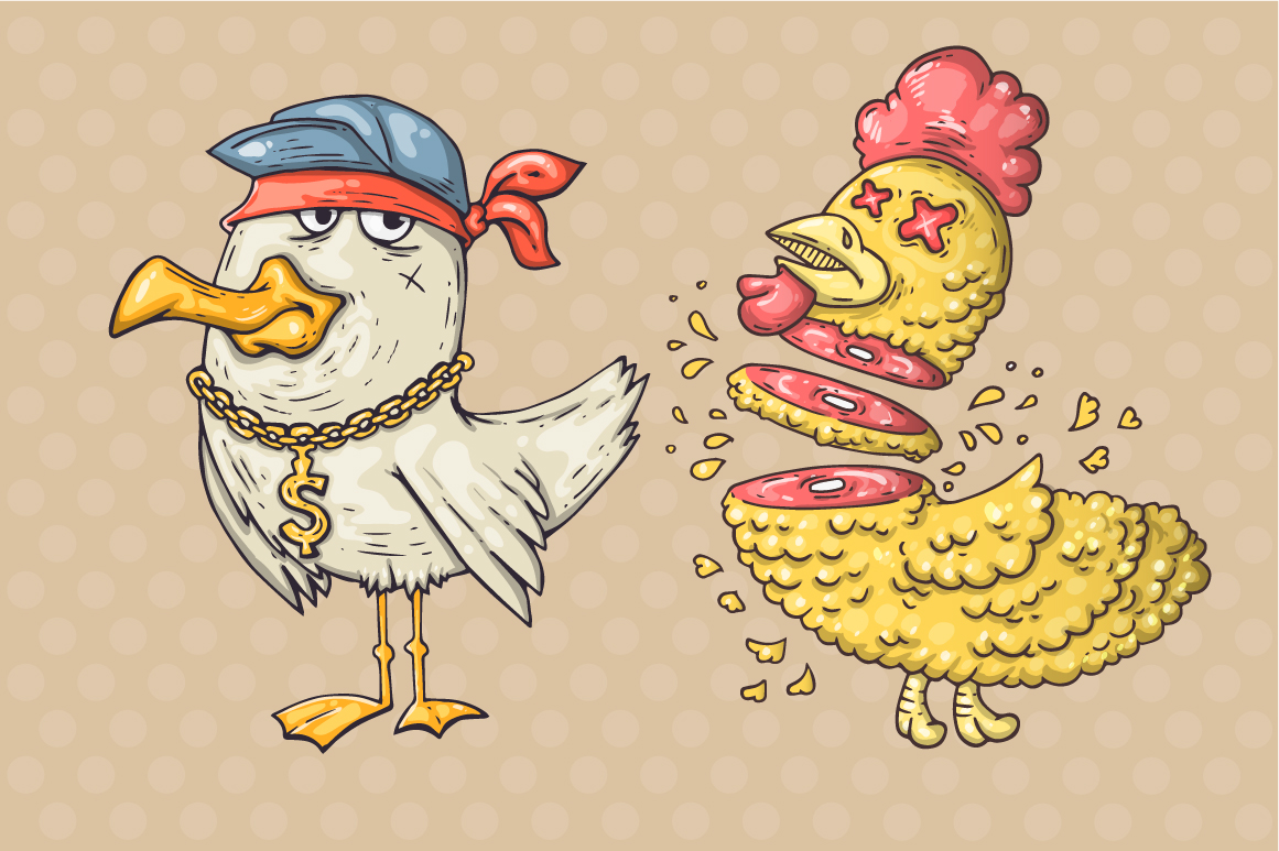 set of cartoon birds ~ Illustrations on Creative Market