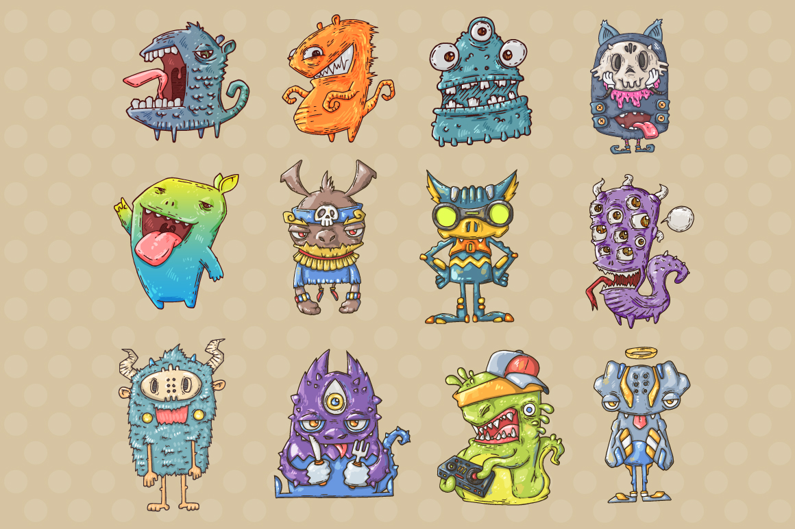 set of cartoon monsters ~ Illustrations on Creative Market