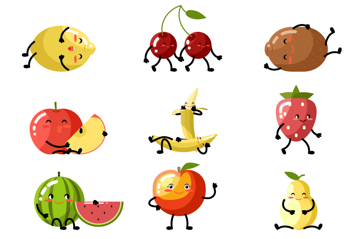 Fresh fruit cartoon children ~ Illustrations on Creative Market