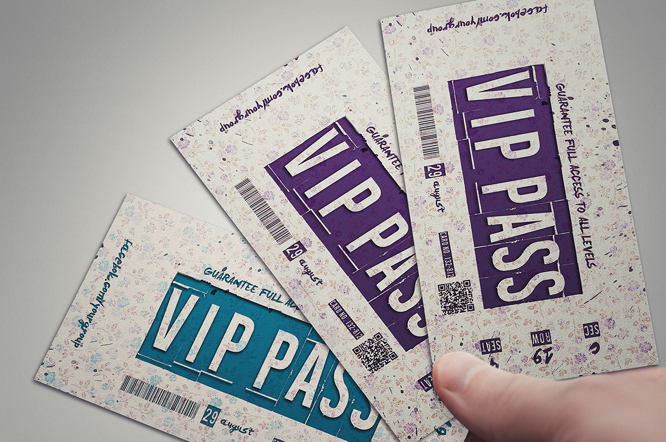 RETRO FLOWER - vip pass template ~ Card Templates on Creative Market