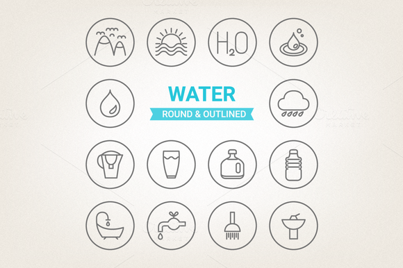 Circle water icons ~ Icons on Creative Market