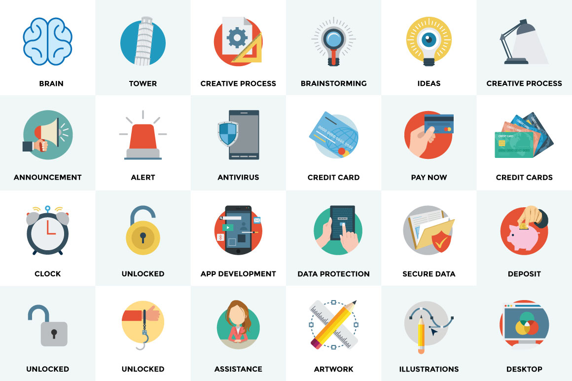 75+ Flat Vector Icons ~ Icons on Creative Market