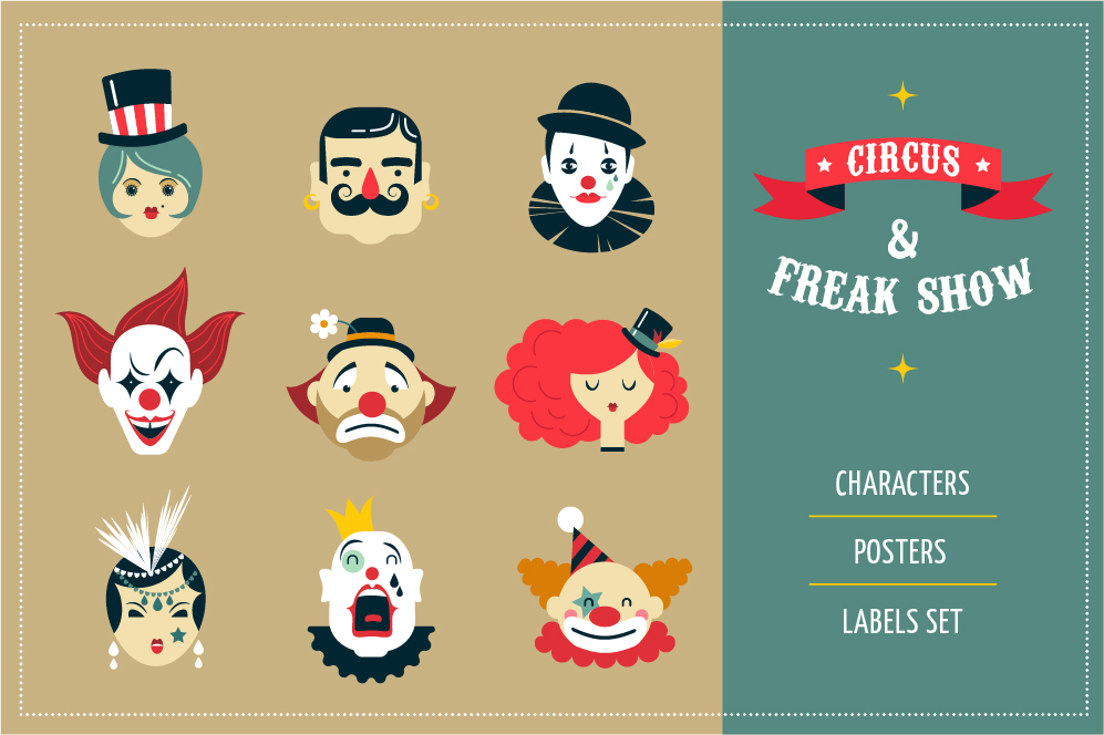 Freak Show, circus icons & posters ~ Illustrations on Creative Market