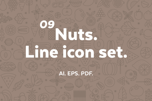 Nuts. Line icon set. ~ Icons on Creative Market