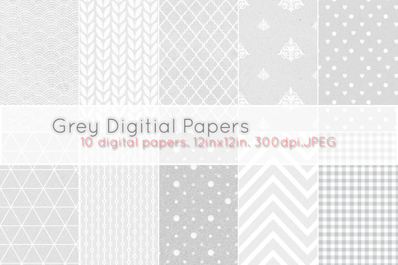 Grey digital papers ~ Patterns on Creative Market