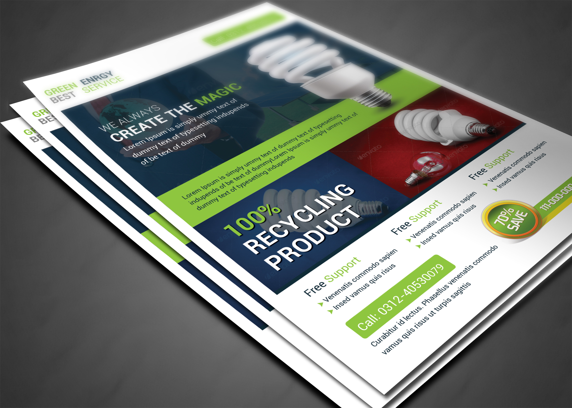 Green Energy Save Flyer Template ~ Flyer Templates on Creative Market