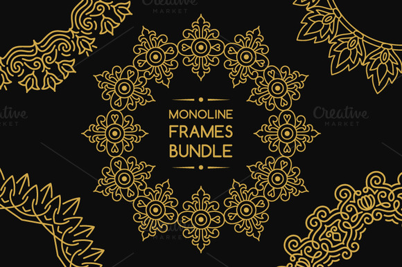 25 Monoline Frames ~ Illustrations on Creative Market