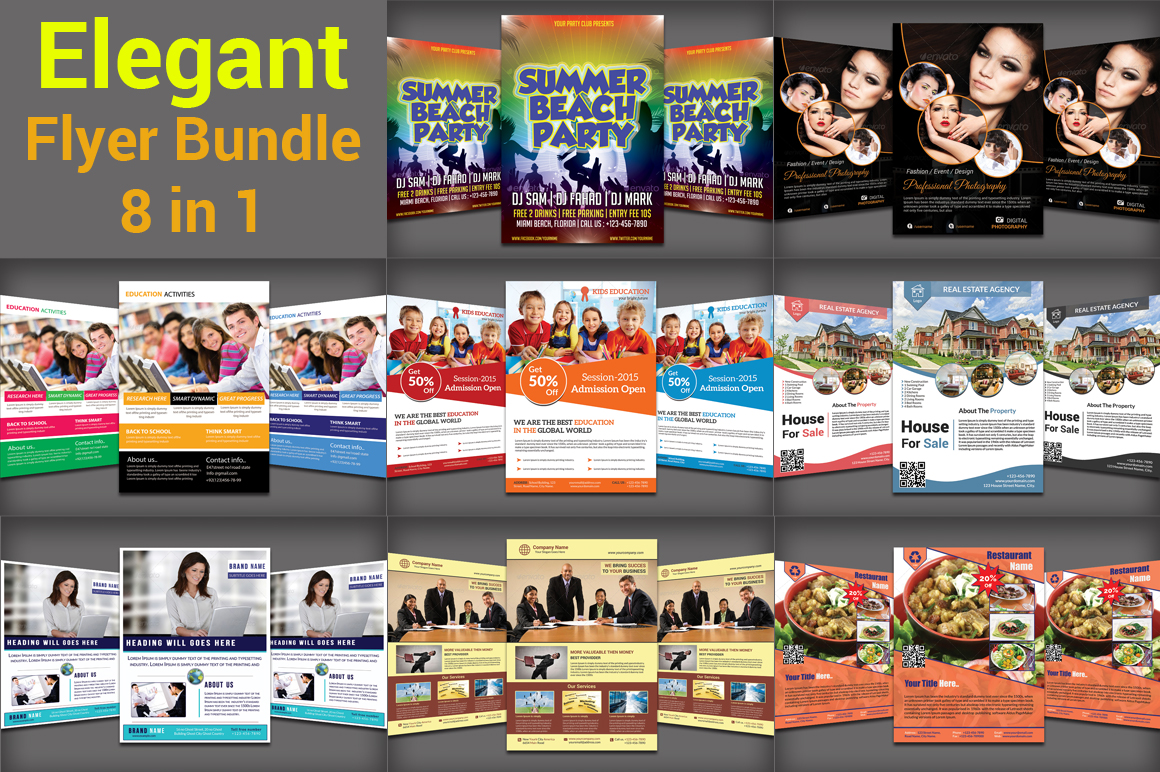 Elegant Flyer Bundle - 8 in 1 ~ Flyer Templates on Creative Market