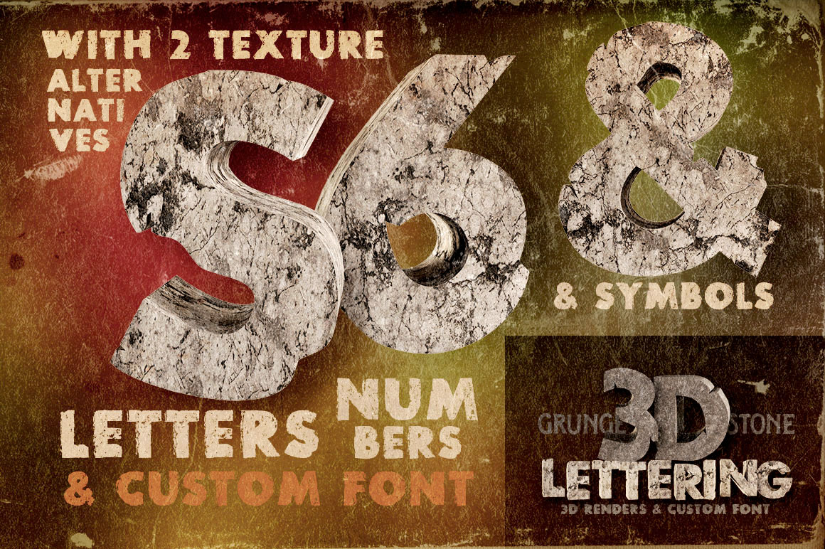 Stone - 3D Lettering + Font ~ Display Fonts on Creative Market