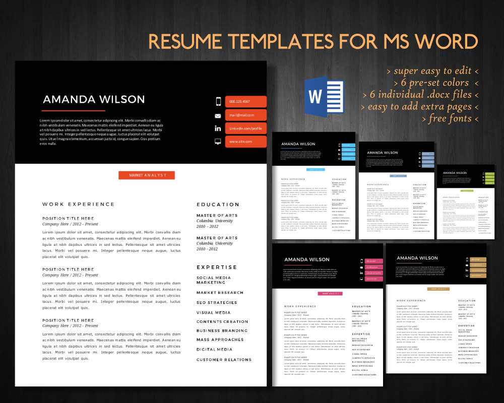 2 in 1 Word resume bundle ~ Resume Templates on Creative Market