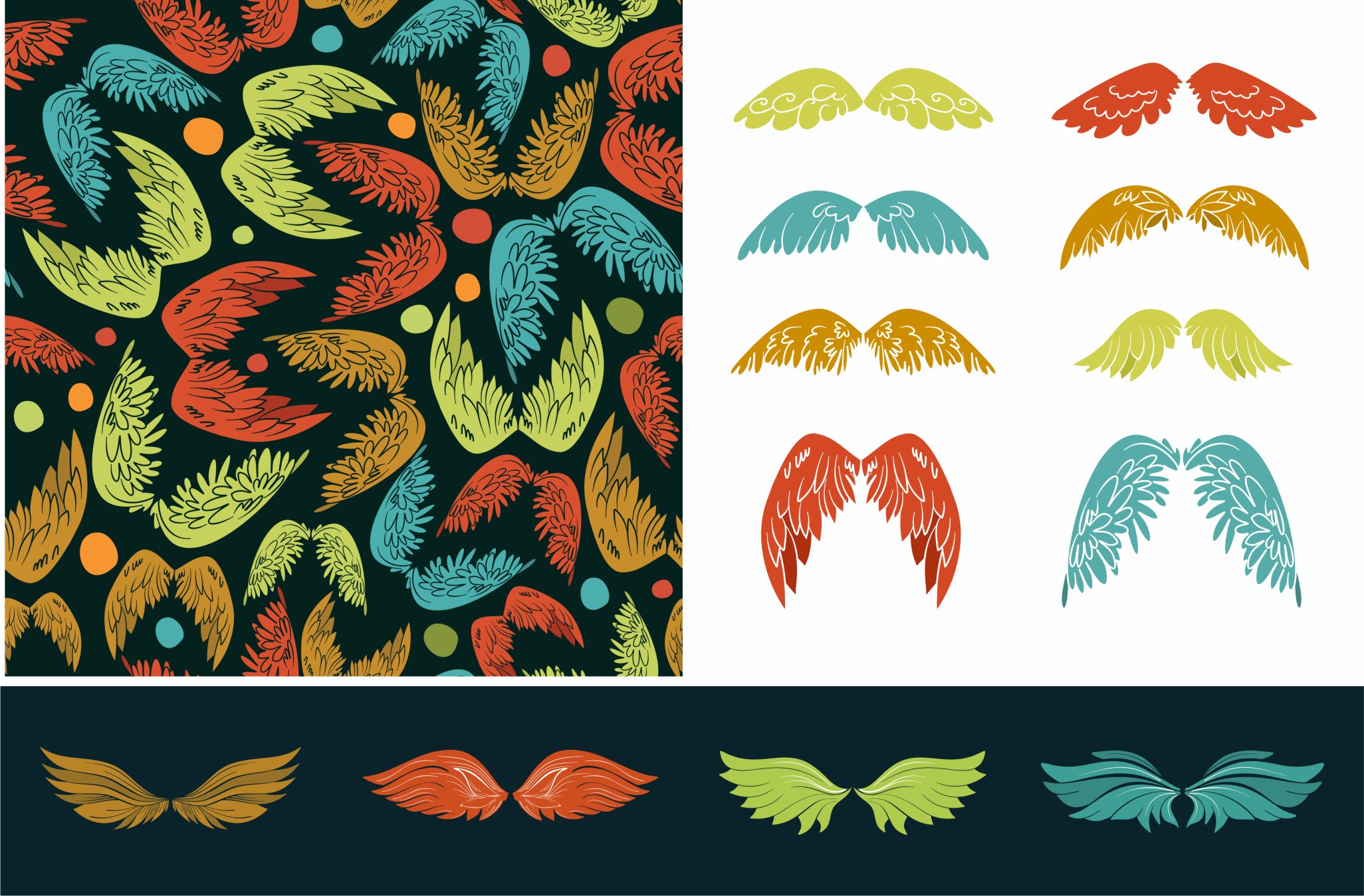 Vector collection Wings ~ Graphics on Creative Market