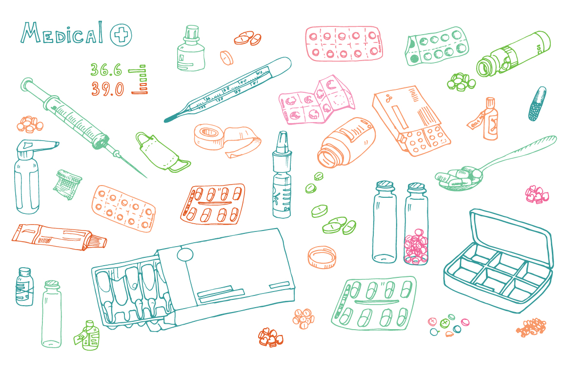 Hand drawn medicine sketches set ~ Illustrations on Creative Market