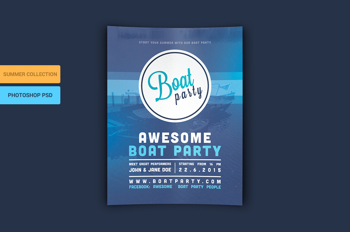 Boat Party Flyer PSD Template ~ Flyer Templates on Creative Market