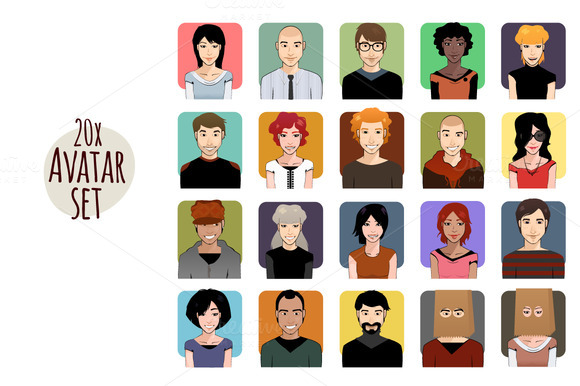 20 Avatar collection ~ Illustrations on Creative Market
