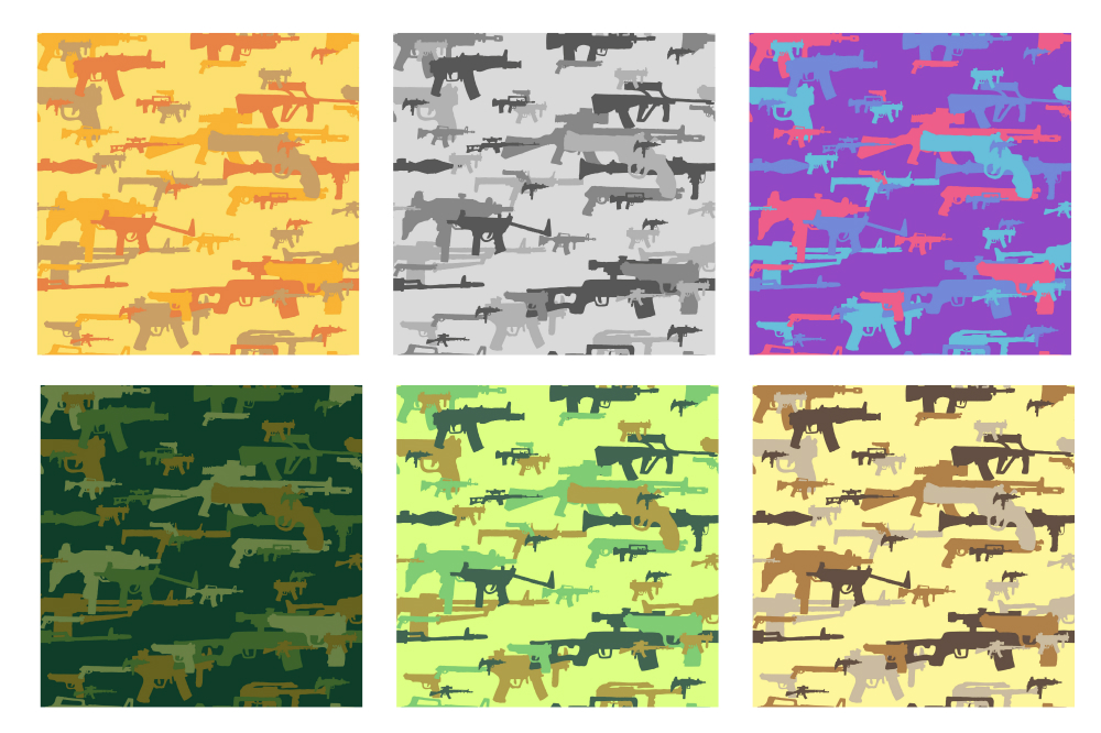 Six Camouflage Textures with weapons ~ Textures on Creative Market