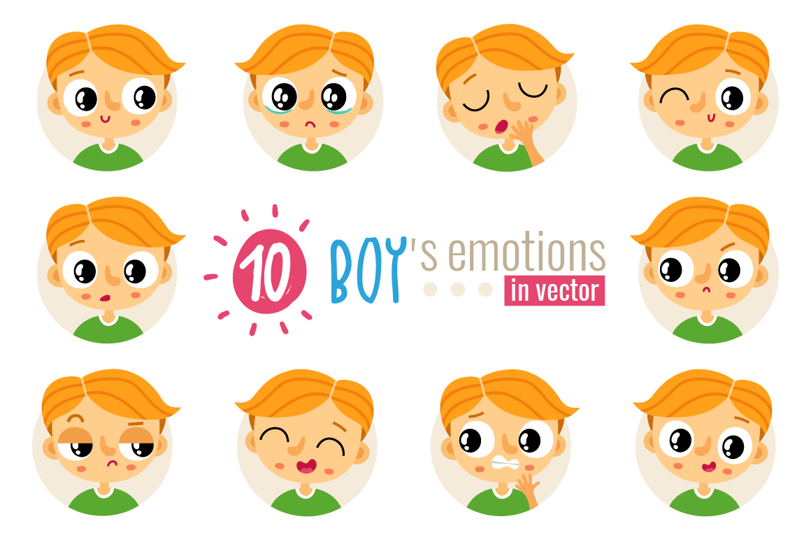 Boy&Girl - cute emotions set ~ Illustrations on Creative Market