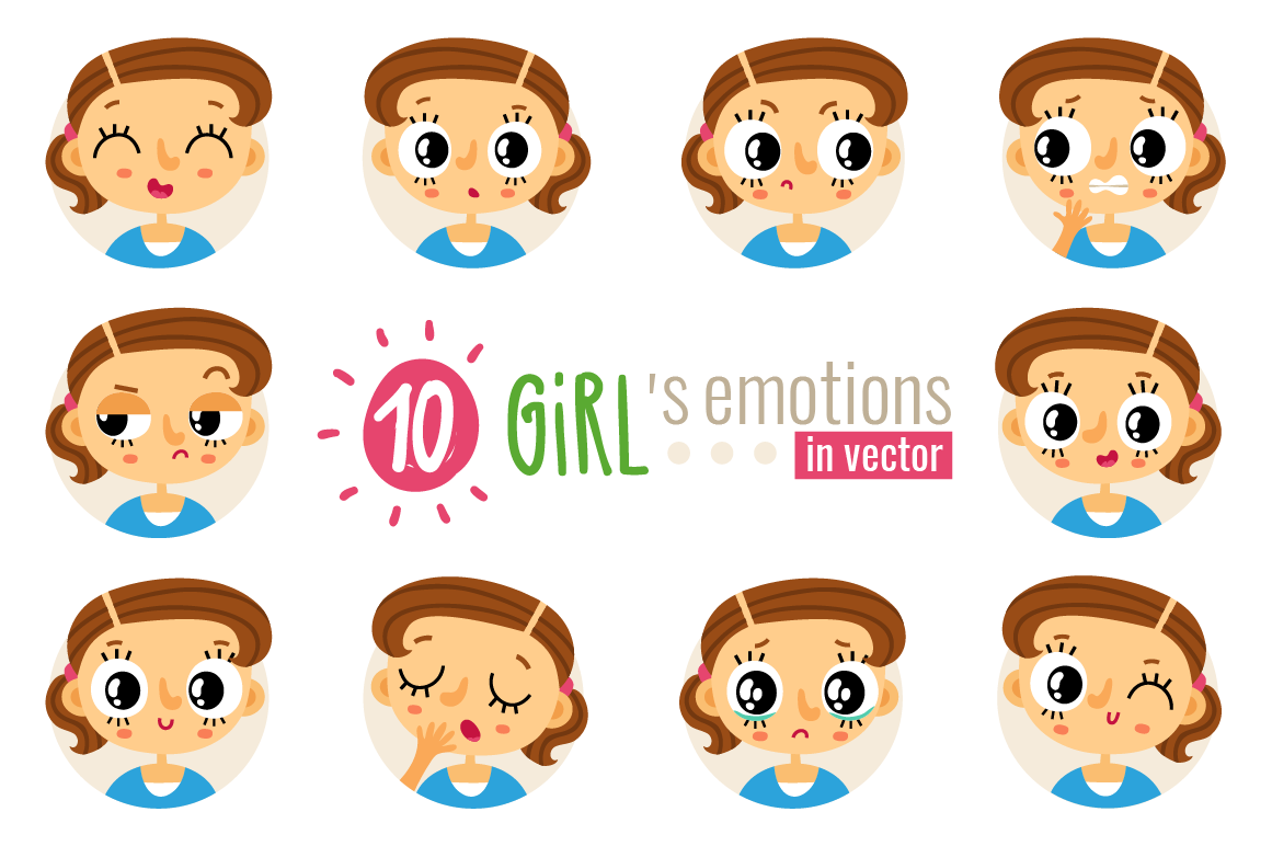 Boy&Girl - cute emotions set ~ Illustrations on Creative Market