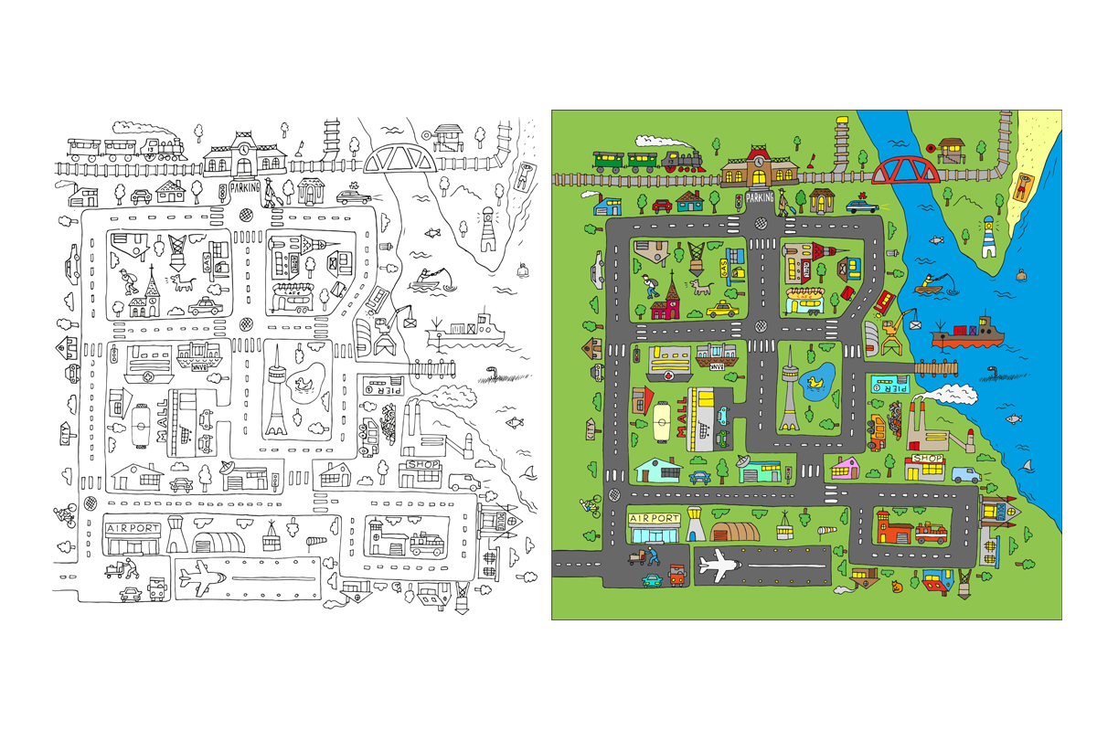 Doodle city maps ~ Illustrations on Creative Market