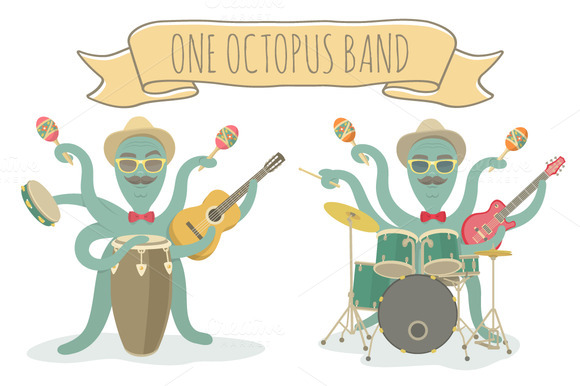 Cartoon Octopus Character Plays Music – Vectorikart